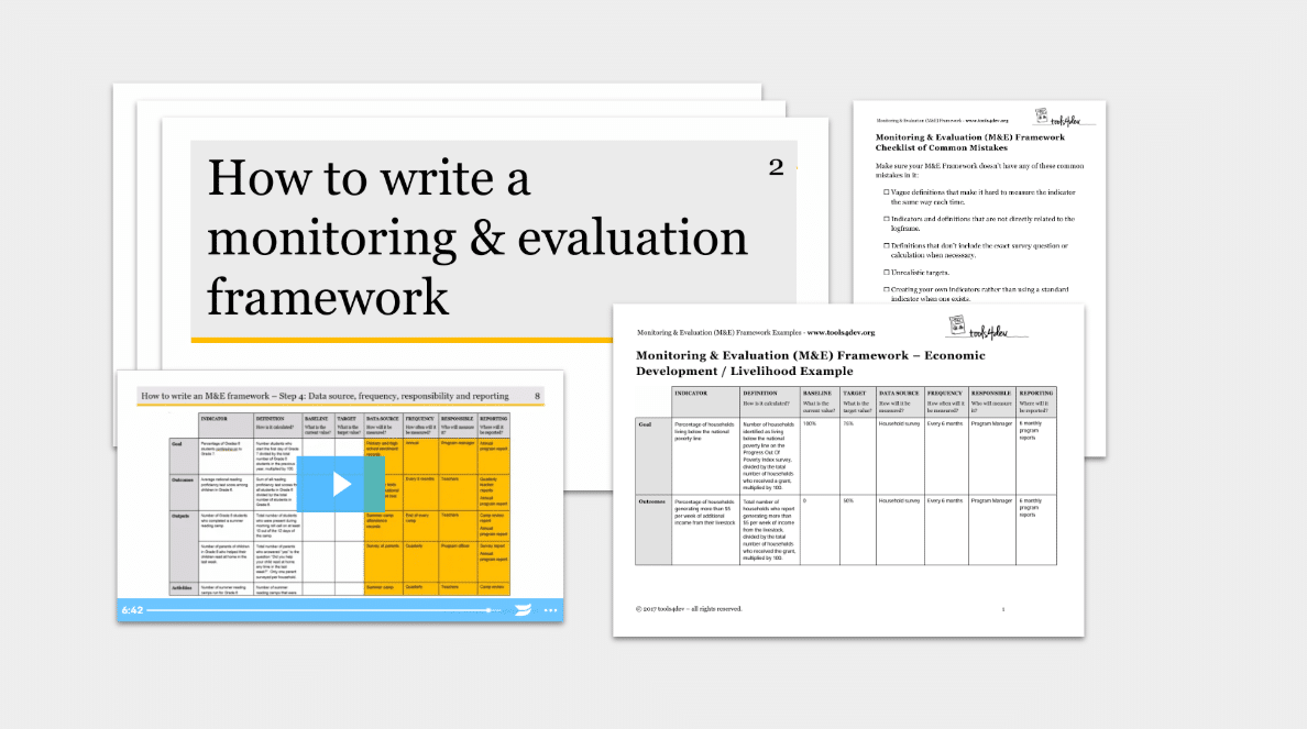 Lesson Plan Kit: Writing an M&E Framework - tools4dev
